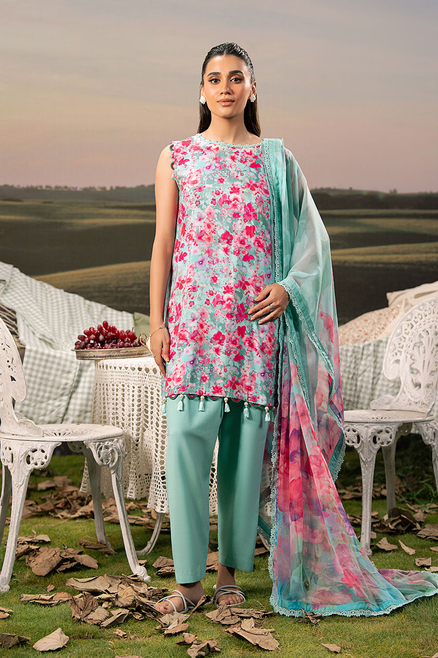 3 Pc Unstitched Embroidered Arabic Lawn Suit | MB-PFUS25-10A – m/basics by Maria.B. (PK)