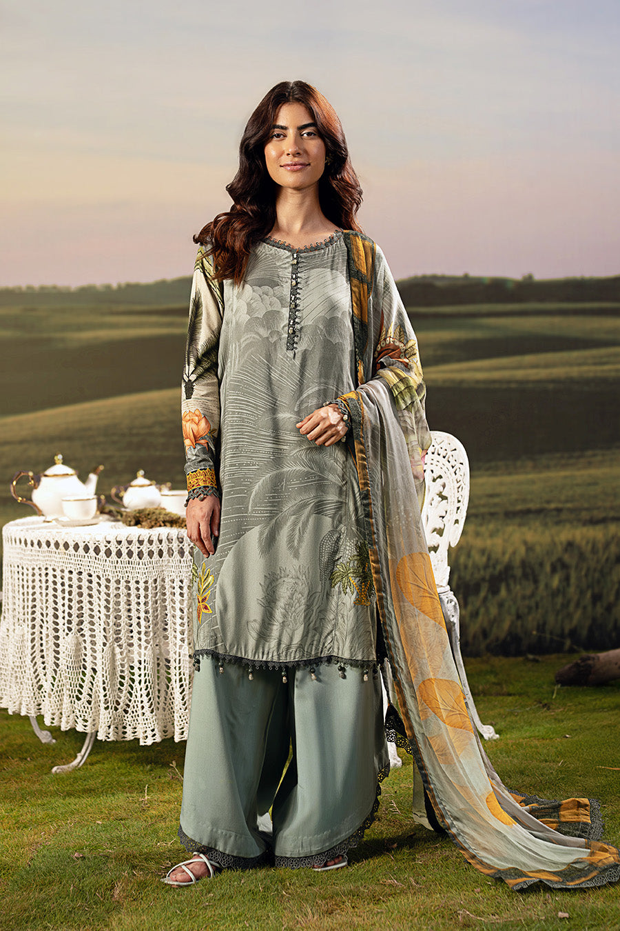 3 Pc Unstitched Embroidered Arabic Lawn Suit | MB-PFUS25-06A – m/basics by Maria.B. (PK)