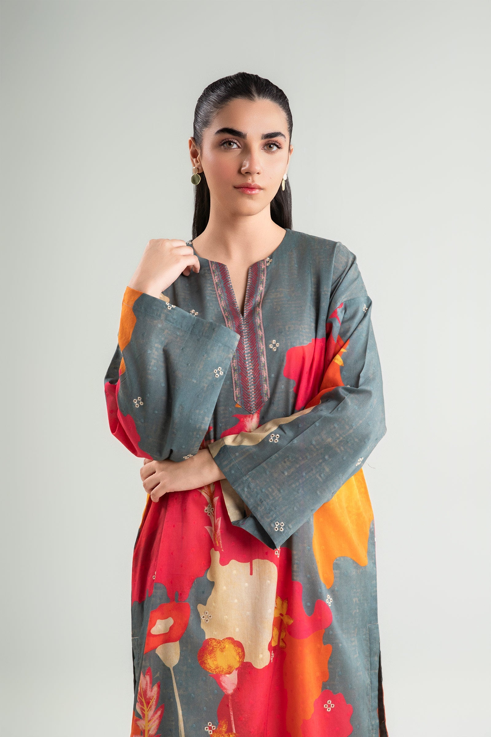 Printed Brochia Shirt M basics By Maria B PK Printed Brochia Shirt M basics By Maria B PK