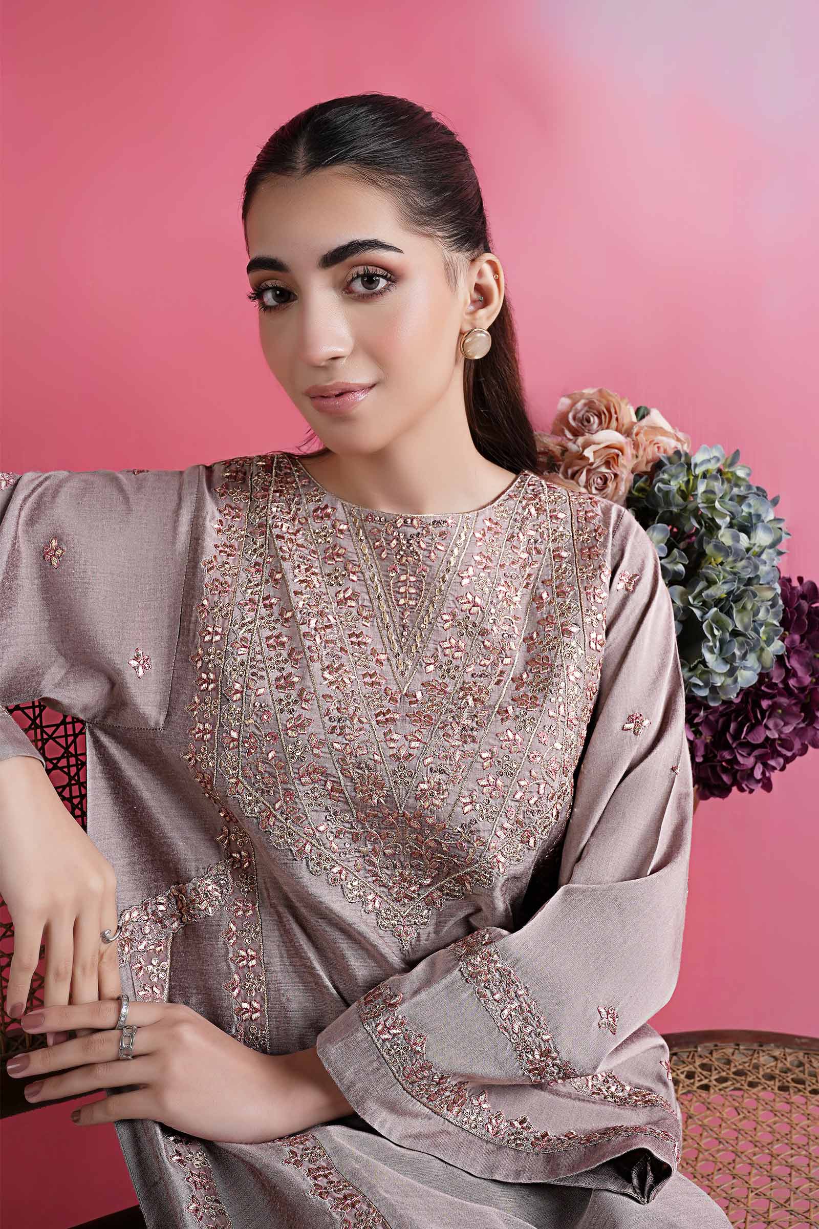 3 Pc Embroidered Two Tone Silk Suit MB FS25 53 M basics By Maria B 3 Pc Embroidered Two Tone Silk Suit MB FS25 53 M basics By Maria B