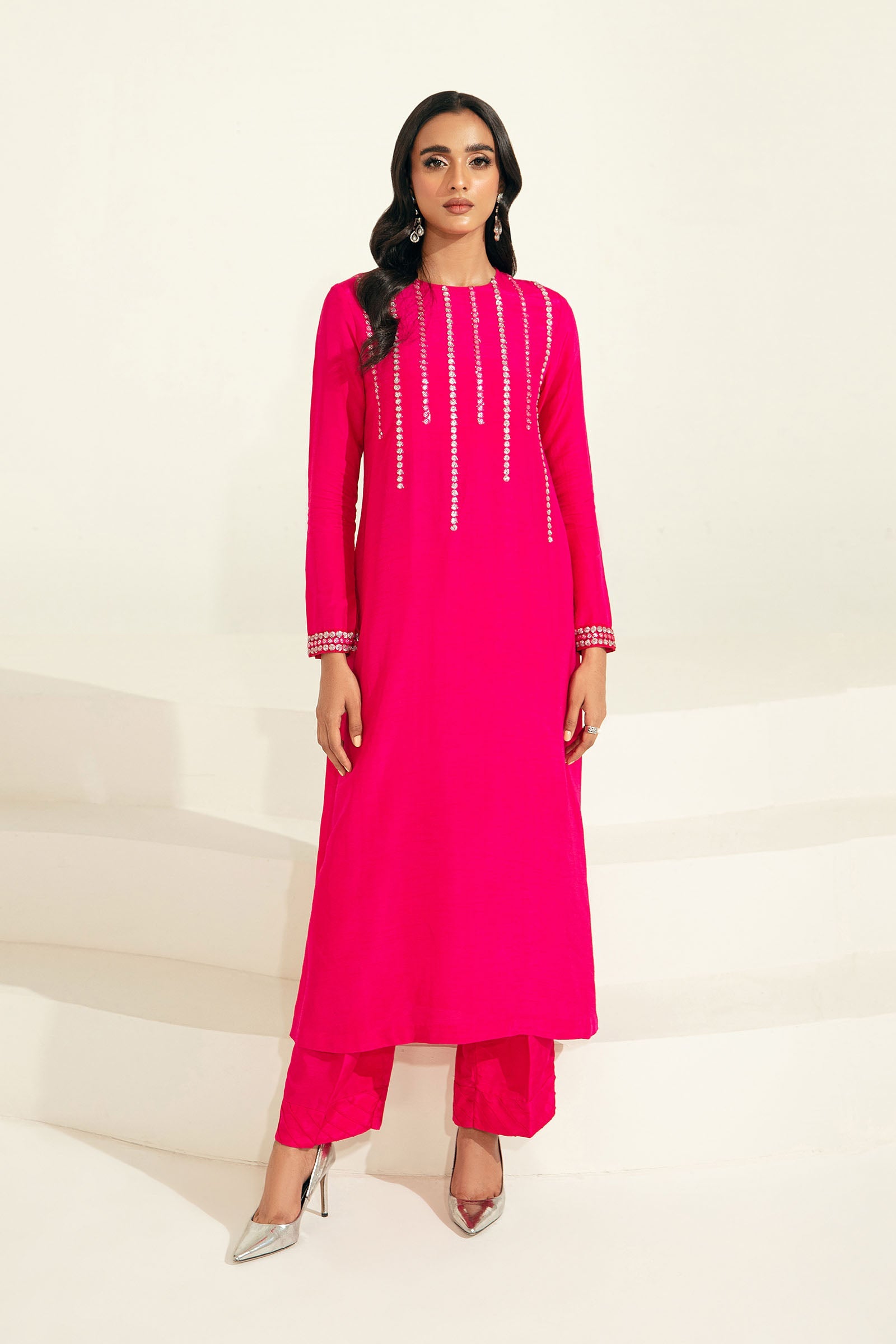 2 Pc Embroidered Raw Silk Suit | MB-F23-417 – M.Basics by Maria.B. (PK)