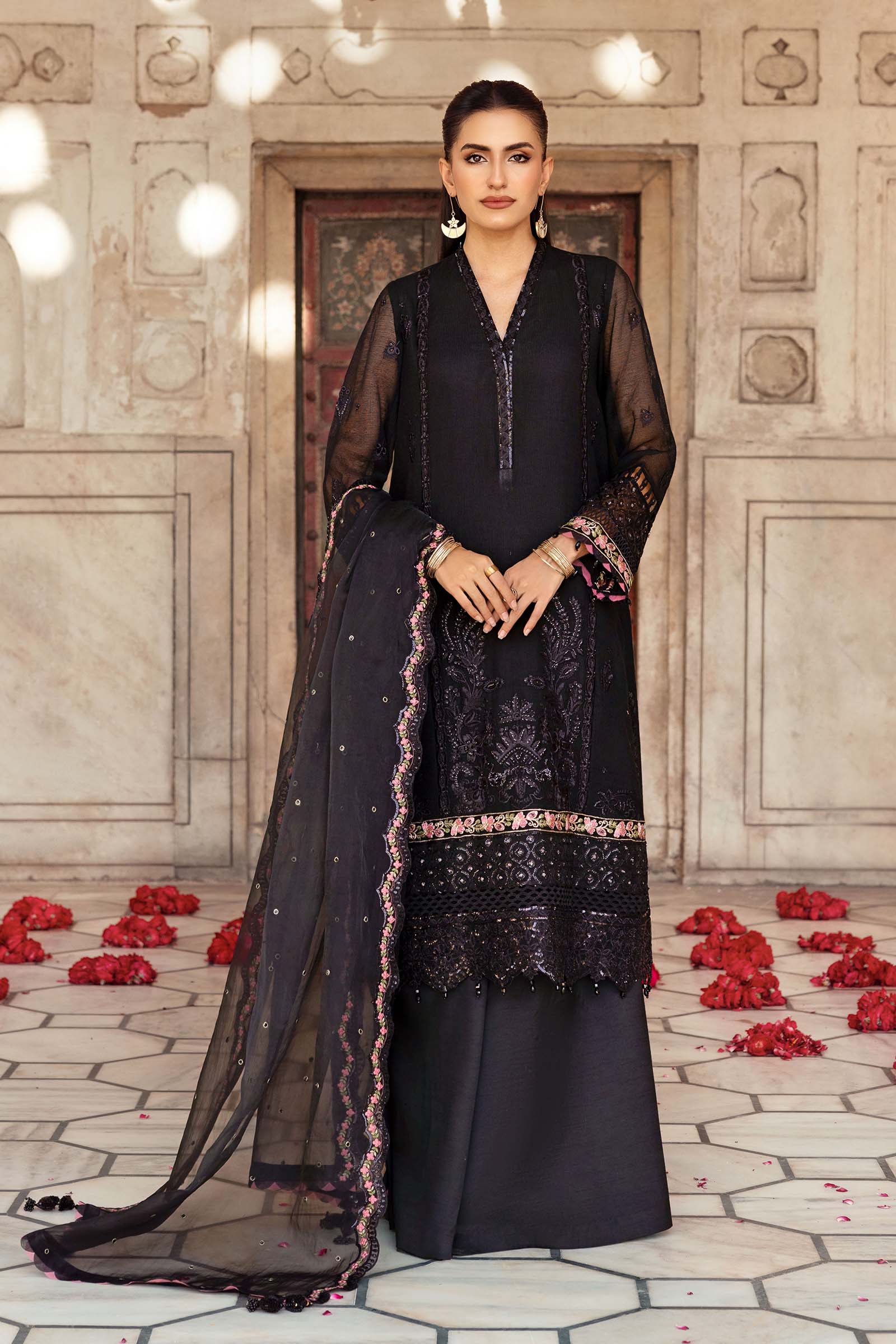 3 Pc Unstitched Embroidered Silk Cotton Net Suit – m/basics by Maria.B ...