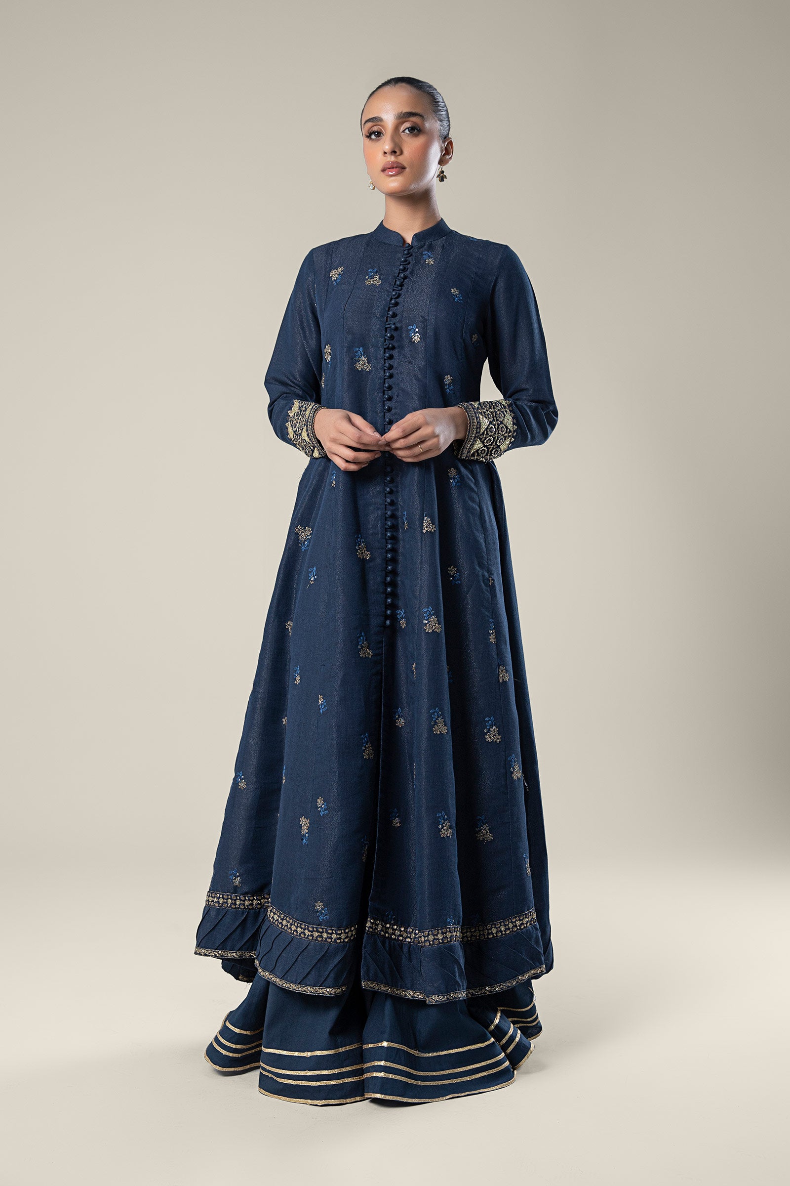 Embroidered Shimmer Silk Pishwas – M.Basics by Maria.B. (PK)