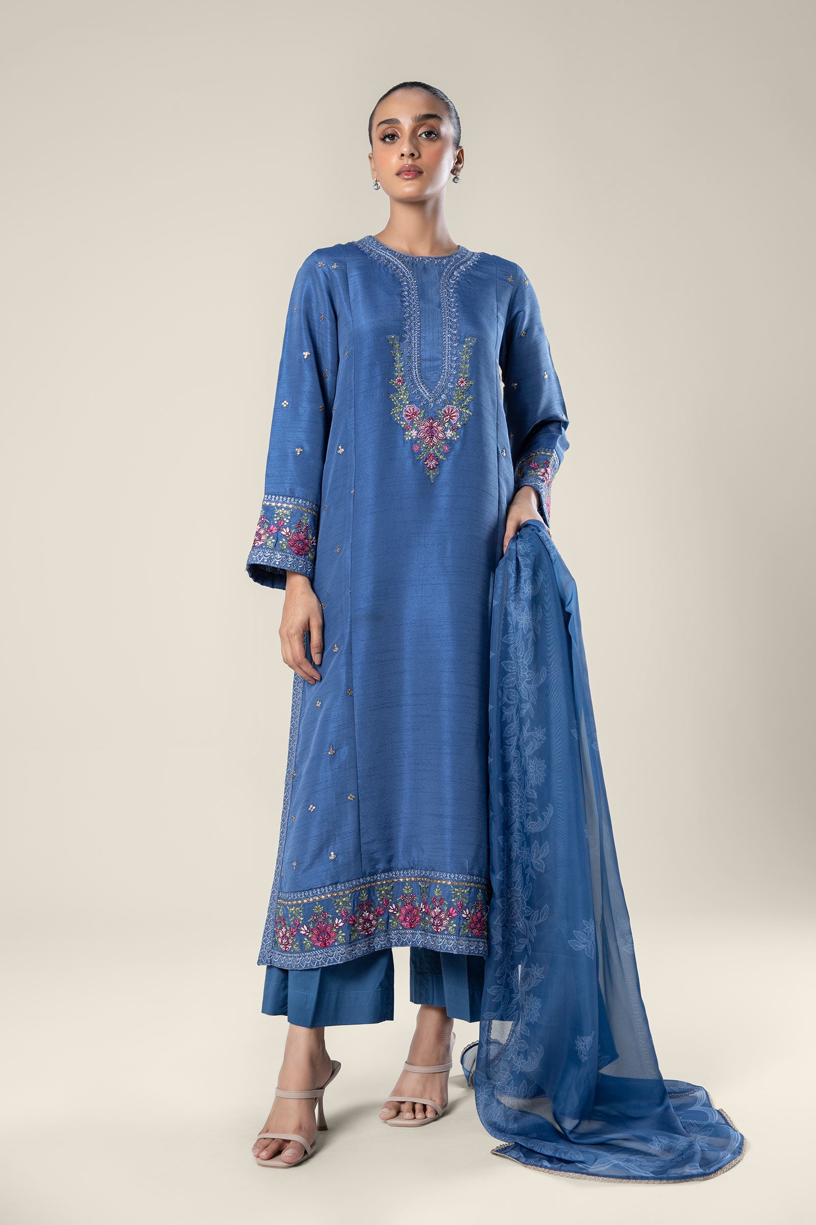 2 Pc Embroidered Raw Silk Suit – m/basics by Maria.B. (PK)