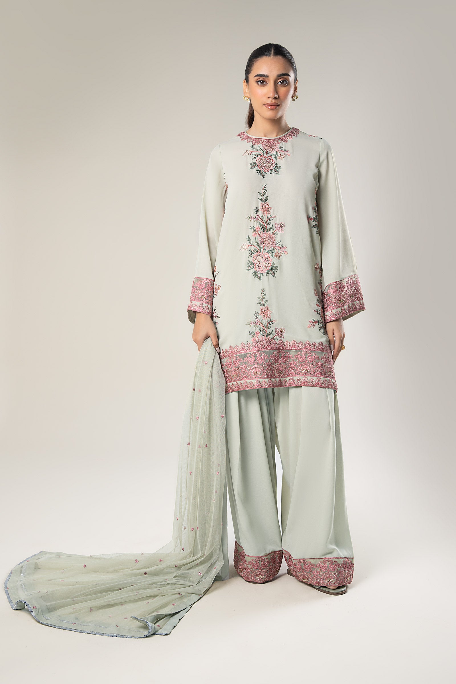 3 Pc Embroidered Chiffon Suit – m/basics by Maria.B. (PK)