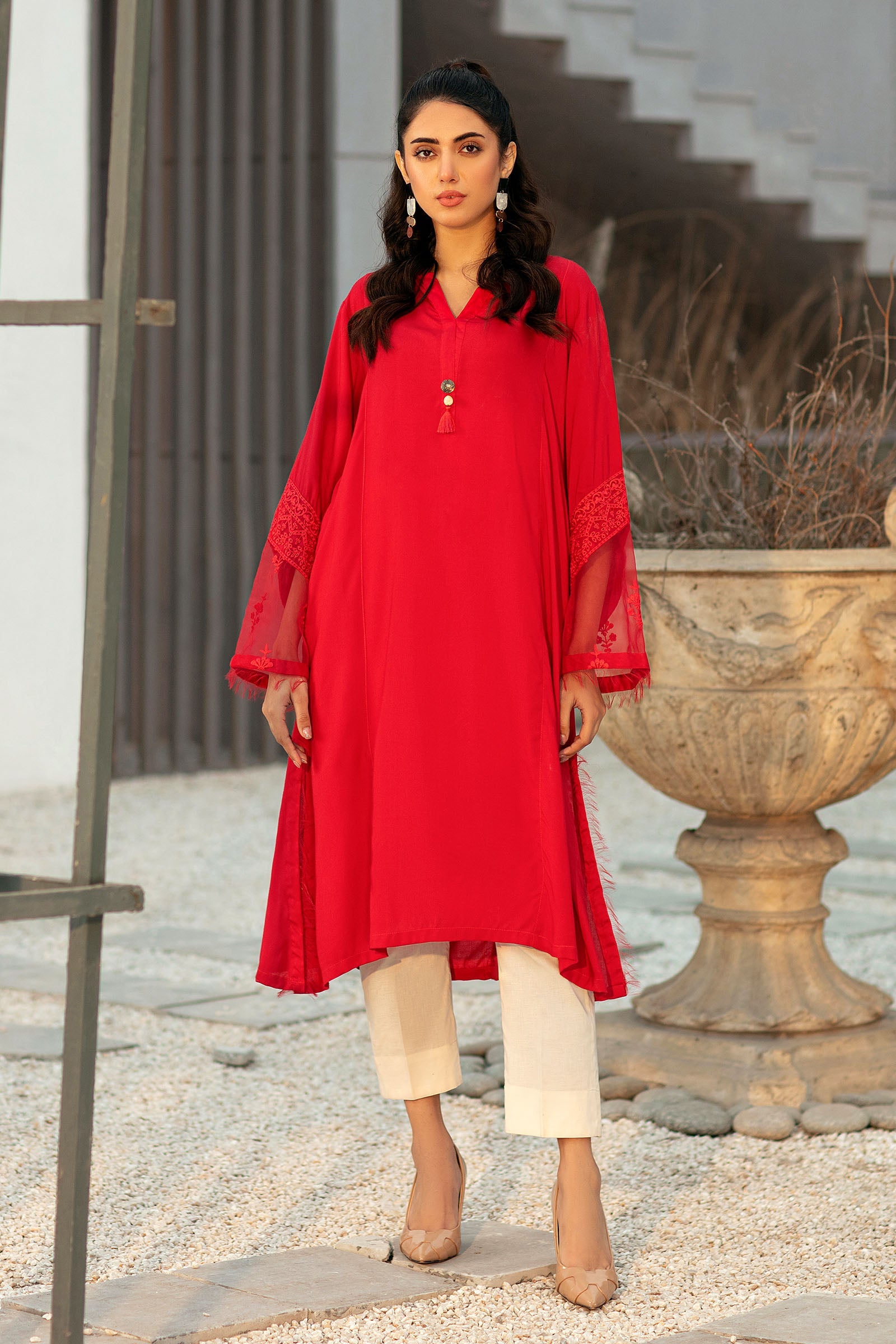 Shirt Red MB-W22-202 – m/basics by Maria.B. (PK)